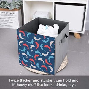 Jumping Dolphin Large Cubes Storage Bins Collapsible Canvas Storage Box Closet Organizers for Shelves