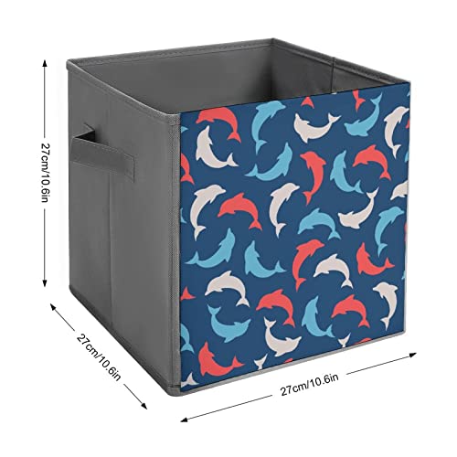 Jumping Dolphin Large Cubes Storage Bins Collapsible Canvas Storage Box Closet Organizers for Shelves