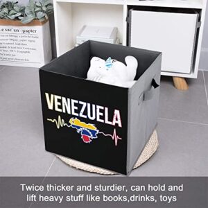 Venezuela Heart Beats Large Cubes Storage Bins Collapsible Canvas Storage Box Closet Organizers for Shelves