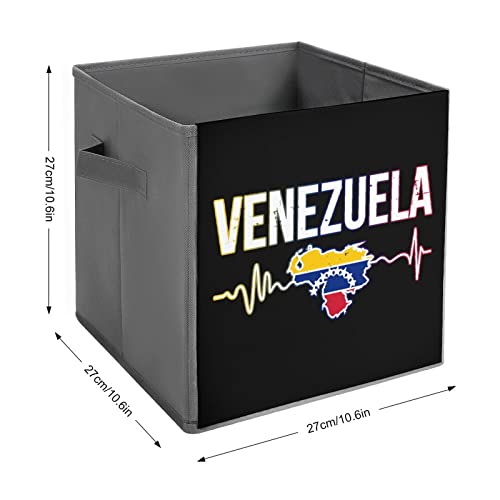 Venezuela Heart Beats Large Cubes Storage Bins Collapsible Canvas Storage Box Closet Organizers for Shelves