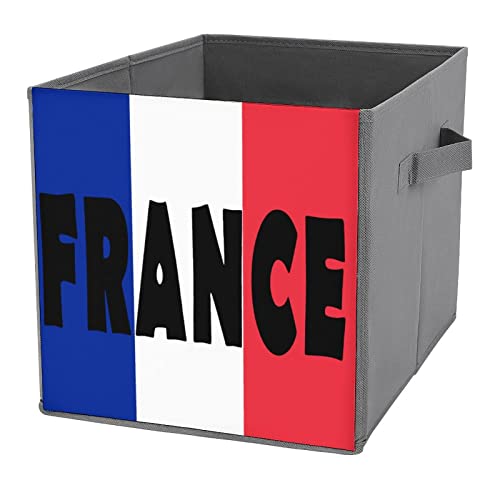 France Flag Large Cubes Storage Bins Collapsible Canvas Storage Box Closet Organizers for Shelves