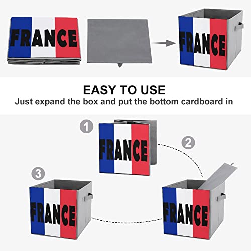 France Flag Large Cubes Storage Bins Collapsible Canvas Storage Box Closet Organizers for Shelves