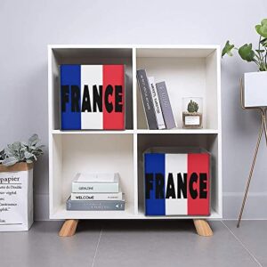 France Flag Large Cubes Storage Bins Collapsible Canvas Storage Box Closet Organizers for Shelves