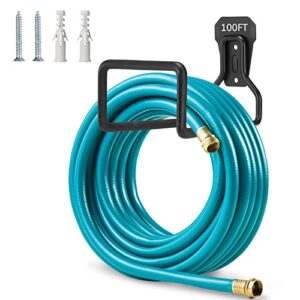 bakeway garden hose holder wall mount - metal hose hanger water hose holders for outside, heavy duty hose hook hose reel for water hose, expandable hose, extension hose (100 ft)