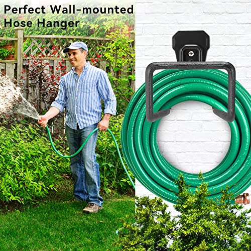 BAKEWAY Garden Hose Holder Wall Mount - Metal Hose Hanger Water Hose Holders for Outside, Heavy Duty Hose Hook Hose Reel for Water Hose, Expandable Hose, Extension Hose (100 FT)