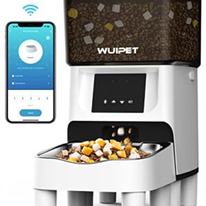 WUIPET Elevated Automatic Cat Feeders - WiFi Enabled Smart Pet Feeder with APP Control for Cats and Dogs - 17 Cups Height Adjustable Pet Dry Food Dispenser with Voice Recorder Up to 10 Meals Per Day