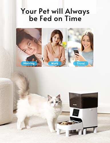 WUIPET Elevated Automatic Cat Feeders - WiFi Enabled Smart Pet Feeder with APP Control for Cats and Dogs - 17 Cups Height Adjustable Pet Dry Food Dispenser with Voice Recorder Up to 10 Meals Per Day