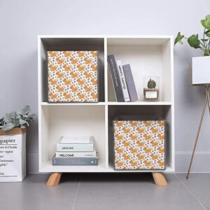 Cute Squirrel and Nuts Large Cubes Storage Bins Collapsible Canvas Storage Box Closet Organizers for Shelves