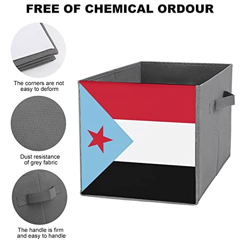 South Yemen Flag Large Cubes Storage Bins Collapsible Canvas Storage Box Closet Organizers for Shelves