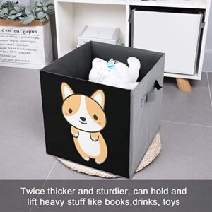 Cute Corgi Dog Large Cubes Storage Bins Collapsible Canvas Storage Box Closet Organizers for Shelves