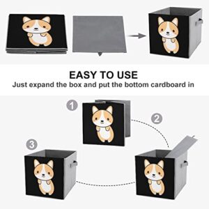 Cute Corgi Dog Large Cubes Storage Bins Collapsible Canvas Storage Box Closet Organizers for Shelves