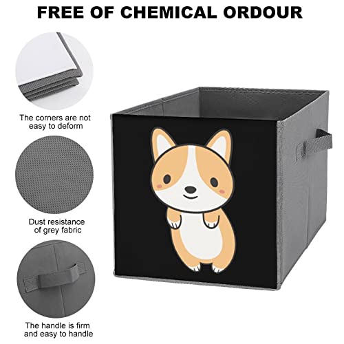 Cute Corgi Dog Large Cubes Storage Bins Collapsible Canvas Storage Box Closet Organizers for Shelves