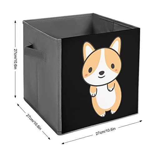 Cute Corgi Dog Large Cubes Storage Bins Collapsible Canvas Storage Box Closet Organizers for Shelves