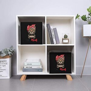 Cat Mom Large Cubes Storage Bins Collapsible Canvas Storage Box Closet Organizers for Shelves