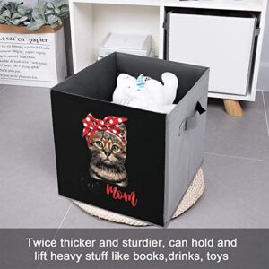 Cat Mom Large Cubes Storage Bins Collapsible Canvas Storage Box Closet Organizers for Shelves