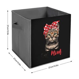 Cat Mom Large Cubes Storage Bins Collapsible Canvas Storage Box Closet Organizers for Shelves