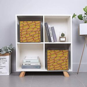 Delicious Hotdogs Large Cubes Storage Bins Collapsible Canvas Storage Box Closet Organizers for Shelves