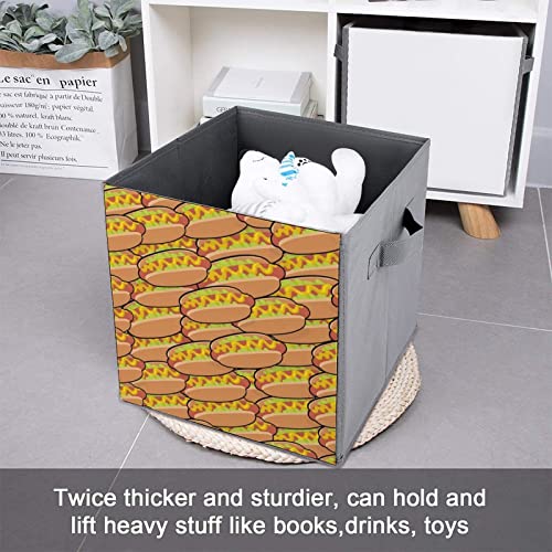 Delicious Hotdogs Large Cubes Storage Bins Collapsible Canvas Storage Box Closet Organizers for Shelves