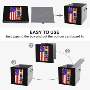 Autism Awareness USA Puzzle Flag Large Cubes Storage Bins Collapsible Canvas Storage Box Closet Organizers for Shelves