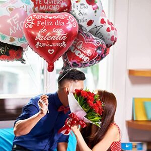 10 Pcs Large Valentine's Day Heart-Shaped Foil Balloons + 16 Pcs Love Balloons 12 inch for Valentine's Day Party Decoration, Valentine's Day Party Proposal, Valentine's Day Surprise