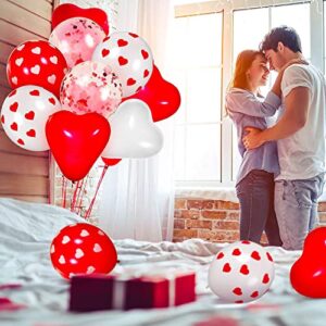 10 Pcs Large Valentine's Day Heart-Shaped Foil Balloons + 16 Pcs Love Balloons 12 inch for Valentine's Day Party Decoration, Valentine's Day Party Proposal, Valentine's Day Surprise