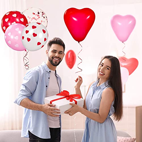 10 Pcs Large Valentine's Day Heart-Shaped Foil Balloons + 16 Pcs Love Balloons 12 inch for Valentine's Day Party Decoration, Valentine's Day Party Proposal, Valentine's Day Surprise