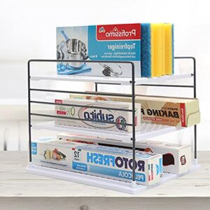 HITISPACE Kitchen Wrap Organizer Rack, Height Adjustable Aluminum Foil Organization and Storage, Kitchen Organization and Storage Foil and Plastic Wrap Organizer for Plastic Bag, Wrap, Foil & Box