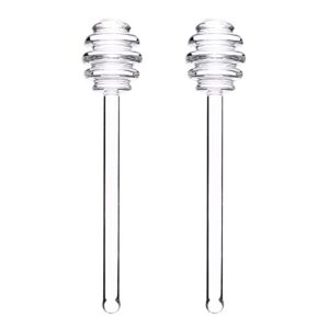 2 pcs 6'' glass honey dipper stick, honey jam syrup mixing stirrer spoon for honey pot jar