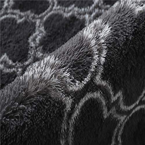 Faux Fur Black White Cow Print Fluffy Area Rug Ultra Soft Non Shedding Mats for Kids Kids Room Dorm Office Geometric Decor Carpet 6.6'x5.3'ft