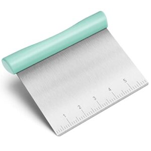 rainspire bench scraper, stainless steel dough scraper, pastry scraper, pizza and dough cutter multi-purpose scraper/chopper, pizza cutter food chopper baking supplies kitchen gadgets, mint green