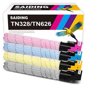 saiding compatible toner cartridge replacement for konica tn328 tn626 to use with minolta bizhub c250i c300i c360i c450i c550i c650i printer (4 pack)