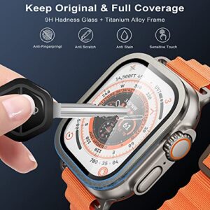 WSKEN for Apple Watch Ultra 2/Ultra Screen Protector 49mm,9H Tempered Glass + Titanium Alloy Frame, [Keep Original] [Touch Sensitive] Lightweight Protective Glass Film for iwatch Ultra 2 Pack,Original