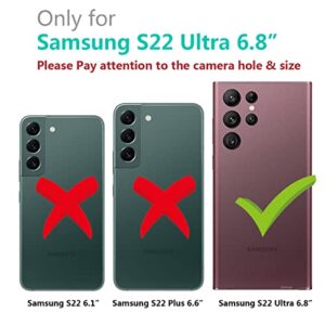 Threehundred for Samsung Galaxy S22 Ultra Case Magnetic Clear with Camera Lens Protector Full Protection MagSafe Electroplated Silicone Slim Fit Shockproof Protective Case Cover 6.8 Inch - Burgundy