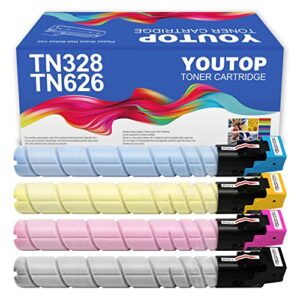 youtop 4pk tn328 tn626 tn330 tn628 toner cartridge compatible for konica minolta bizhub c300i c360i c250i c7130i c450i c550i c650i