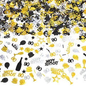 3000 pieces table confetti happy birthday confetti table confetti birthday cake confetti foil metallic sequins confetti for table cake party decoration anniversary diy craft supplies (80th)