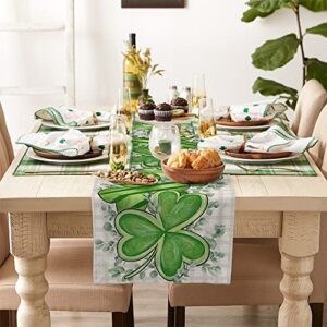 ARKENY St Patricks Day Lucky Green Shamrock Table Runner 72 Inches Eucalyptus Leaves Spring Seasonal Holiday Decor for Dining Table Indoor Home Farmhouse Tabletop Decoration AT386