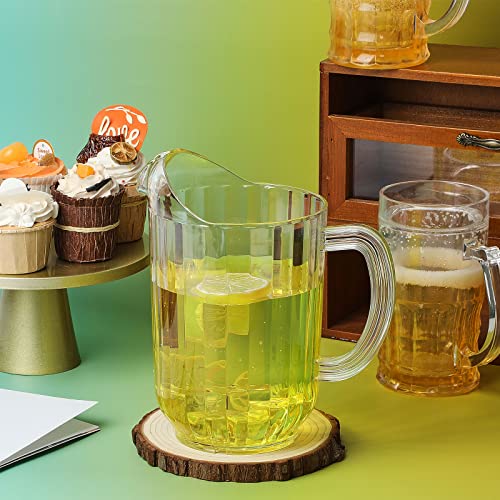 12 Pcs Plastic Pitchers 60 Ounce Clear Restaurant Pitcher Jug Large Water Pitcher Carafe Serve Milk Tea Juice Drink for Parties Container Dispenser Beer Jar