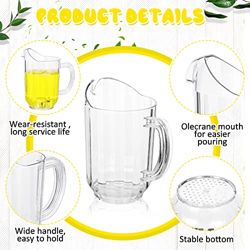 12 Pcs Plastic Pitchers 60 Ounce Clear Restaurant Pitcher Jug Large Water Pitcher Carafe Serve Milk Tea Juice Drink for Parties Container Dispenser Beer Jar