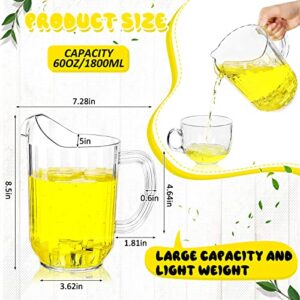 12 Pcs Plastic Pitchers 60 Ounce Clear Restaurant Pitcher Jug Large Water Pitcher Carafe Serve Milk Tea Juice Drink for Parties Container Dispenser Beer Jar