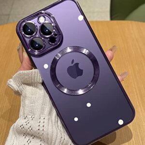 JUESHITUO Magnetic iPhone 14 Pro Case with Full Camera Cover Protection [No.1 Strong N52 Magnets] [Compatible with MagSafe] for Magnetic Women Men Girls Cute Phone Case (6.1")-Purple