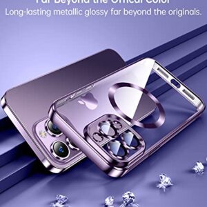 JUESHITUO Magnetic iPhone 14 Pro Case with Full Camera Cover Protection [No.1 Strong N52 Magnets] [Compatible with MagSafe] for Magnetic Women Men Girls Cute Phone Case (6.1")-Purple