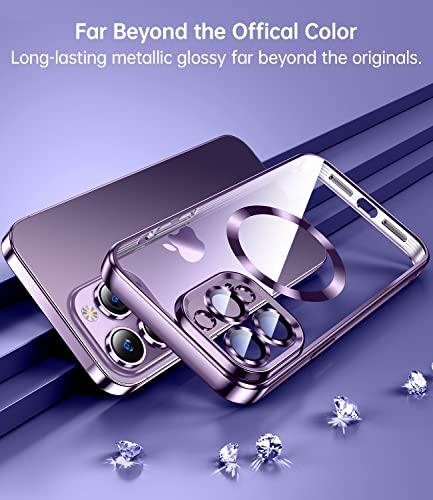 JUESHITUO Magnetic iPhone 14 Pro Case with Full Camera Cover Protection [No.1 Strong N52 Magnets] [Compatible with MagSafe] for Magnetic Women Men Girls Cute Phone Case (6.1")-Purple