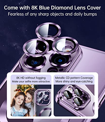 JUESHITUO Magnetic iPhone 14 Pro Case with Full Camera Cover Protection [No.1 Strong N52 Magnets] [Compatible with MagSafe] for Magnetic Women Men Girls Cute Phone Case (6.1")-Purple