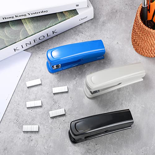 Desktop Stapler School College Office Supplies Portable Durable Staplers for Desk Accessories Heavy Duty Stapler with 25 Sheet Capacity for Home Classroom Office Teacher (Black, Blue, Gray, 6 Pcs)