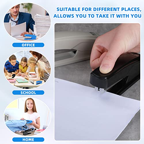 Desktop Stapler School College Office Supplies Portable Durable Staplers for Desk Accessories Heavy Duty Stapler with 25 Sheet Capacity for Home Classroom Office Teacher (Black, Blue, Gray, 6 Pcs)