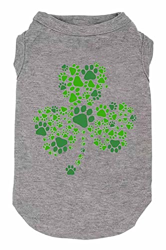 Dog Apparel Lucky Boy Letter Print Clover Shirts for Small Large Dog Vest Puppy Gift St Patrick's Day Costume (Medium, Grey02)