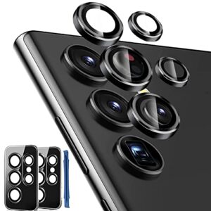 imbzbk [5+5 pack] for samsung galaxy s23 ultra camera lens protector accessories cover camera screen protector tempered glass for samsung galaxy s23 ultra aluminum edge metal case friendly, black