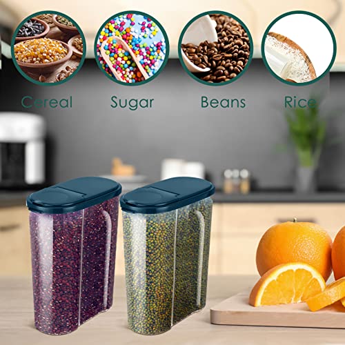 8 Pcs Cereal Containers Storage Set Airtight Food Storage Container with Lid 2.4 L/ 81fl oz Plastic Pantry Organization Canisters Bulk for Kitchen Rice Cereal Flour Sugar Snacks Dry Food (Dark Blue)