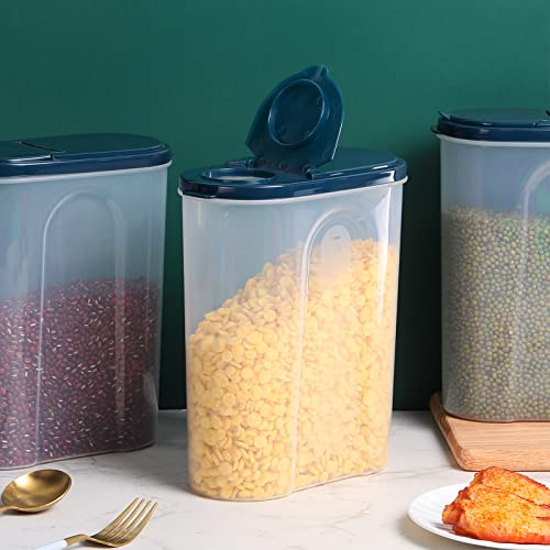 8 Pcs Cereal Containers Storage Set Airtight Food Storage Container with Lid 2.4 L/ 81fl oz Plastic Pantry Organization Canisters Bulk for Kitchen Rice Cereal Flour Sugar Snacks Dry Food (Dark Blue)