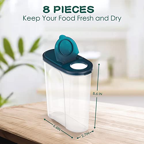 8 Pcs Cereal Containers Storage Set Airtight Food Storage Container with Lid 2.4 L/ 81fl oz Plastic Pantry Organization Canisters Bulk for Kitchen Rice Cereal Flour Sugar Snacks Dry Food (Dark Blue)